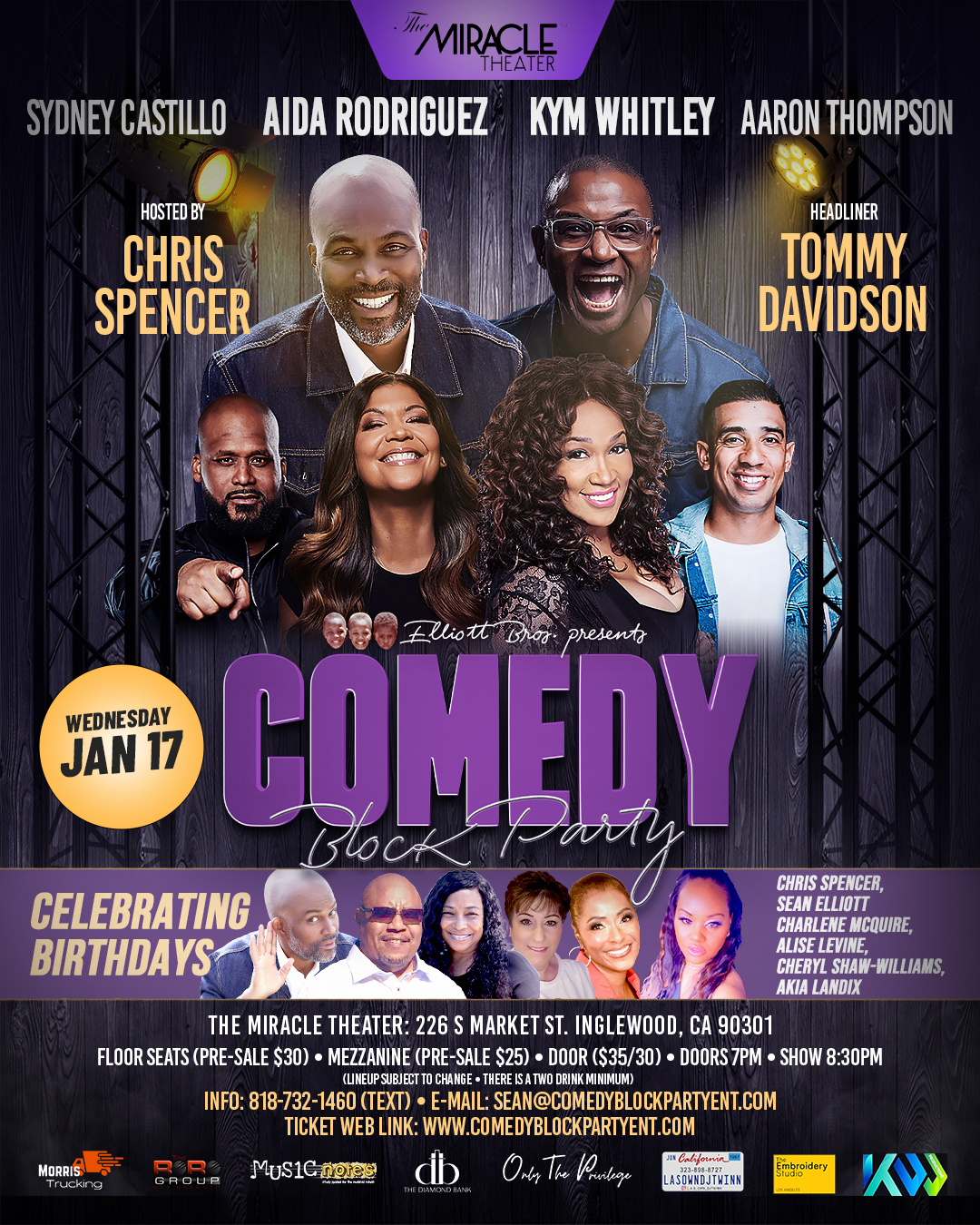 All ELLIOTT BROS PRESENTS COMEDY BLOCK PARTY Shows at the Miracle