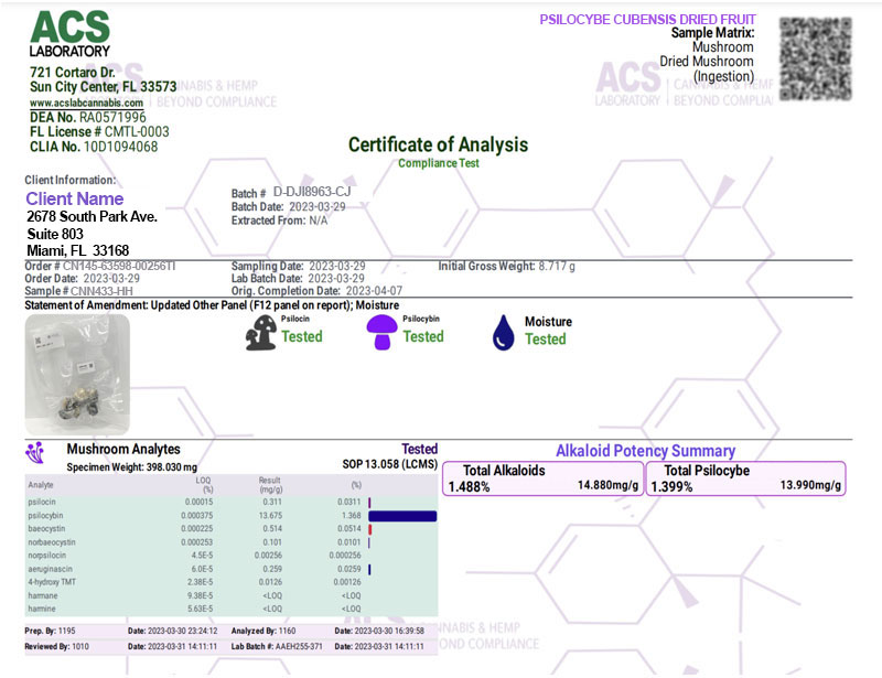 Mushroom Testing Lab - Psilocybin Potency & Product Safety