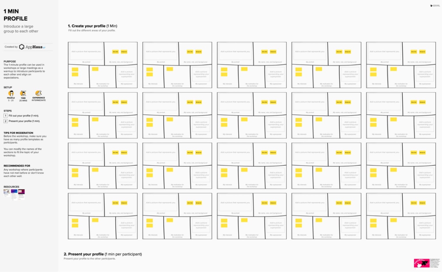 1 min profile template | Mural