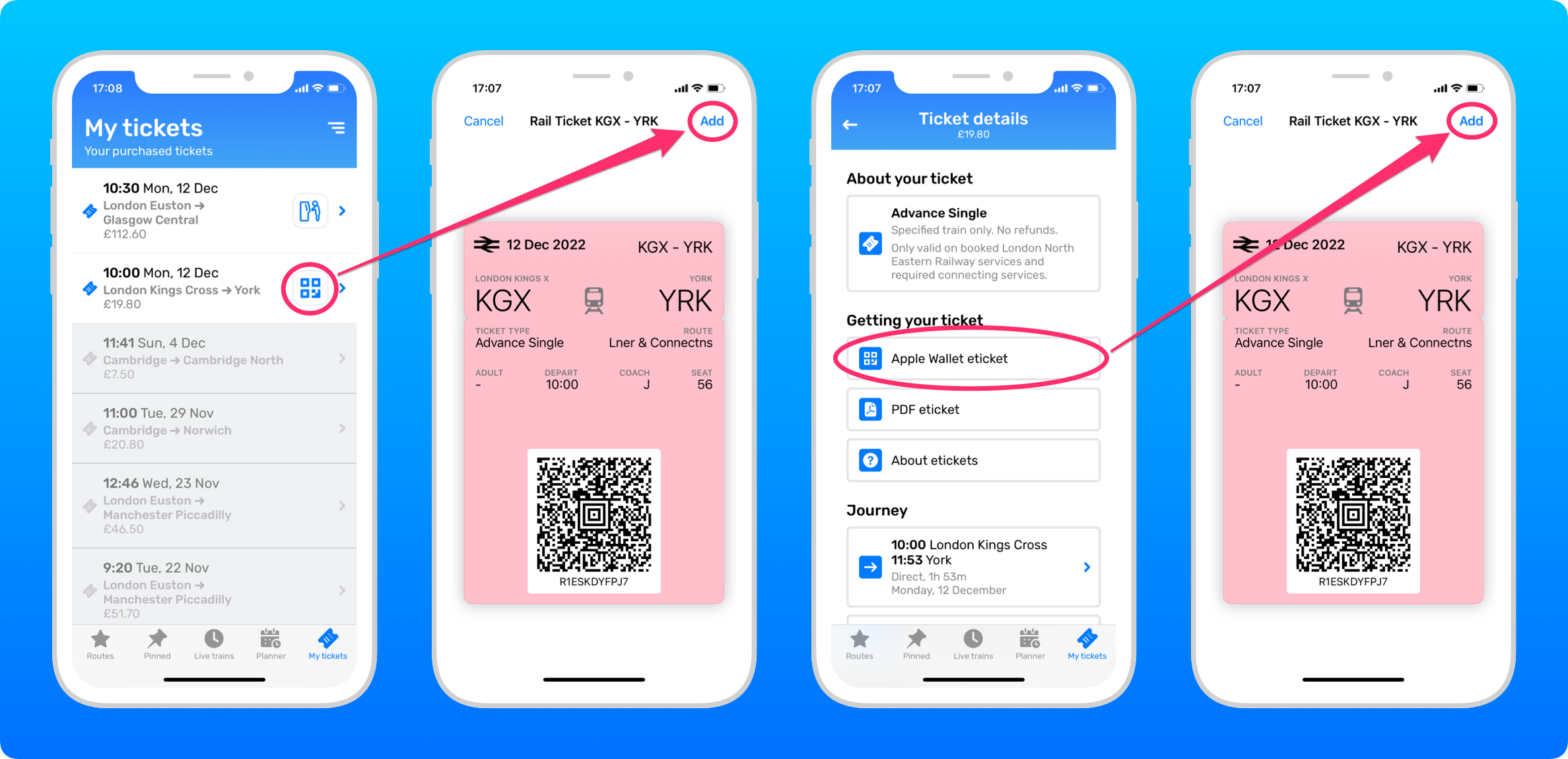 How do I open etickets in the app? - Railboard