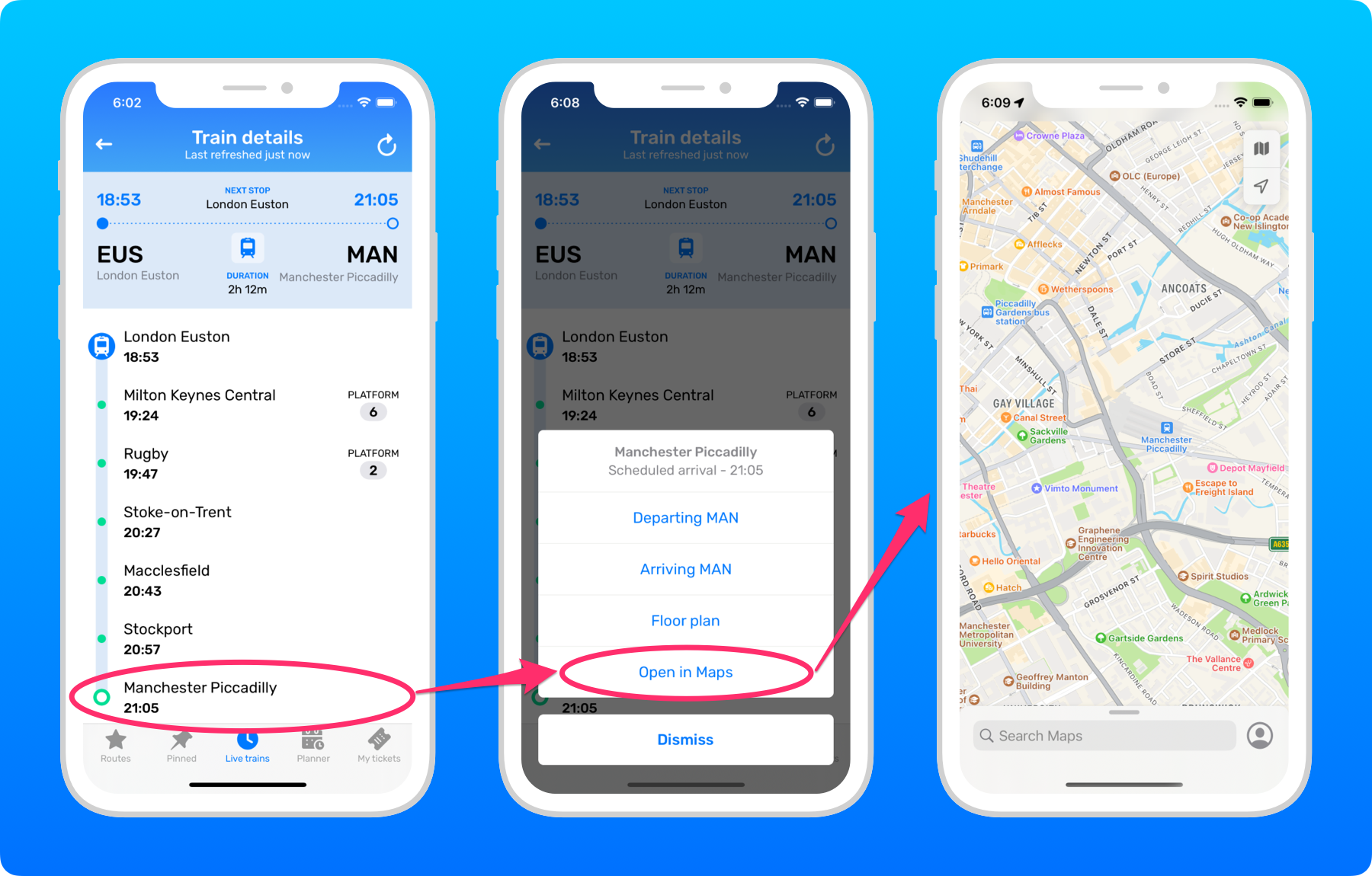 How do I open a station in a map app? - Railboard