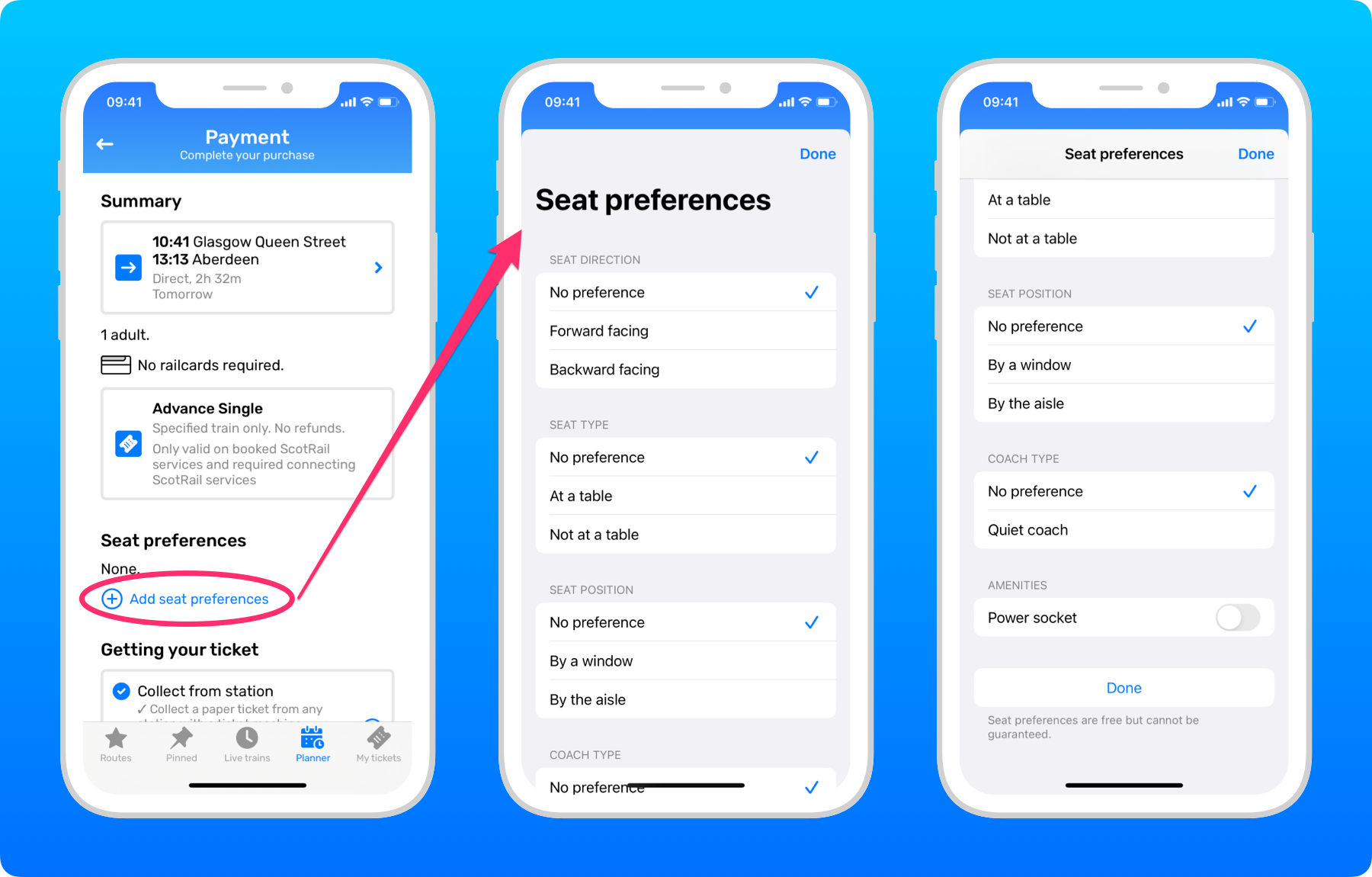 Can I set preferences for my reserved seat? - Railboard