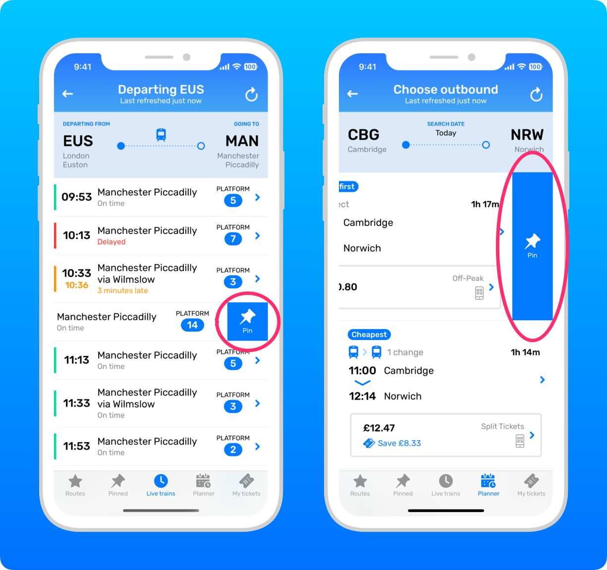 How do I pin a train or journey? - Railboard