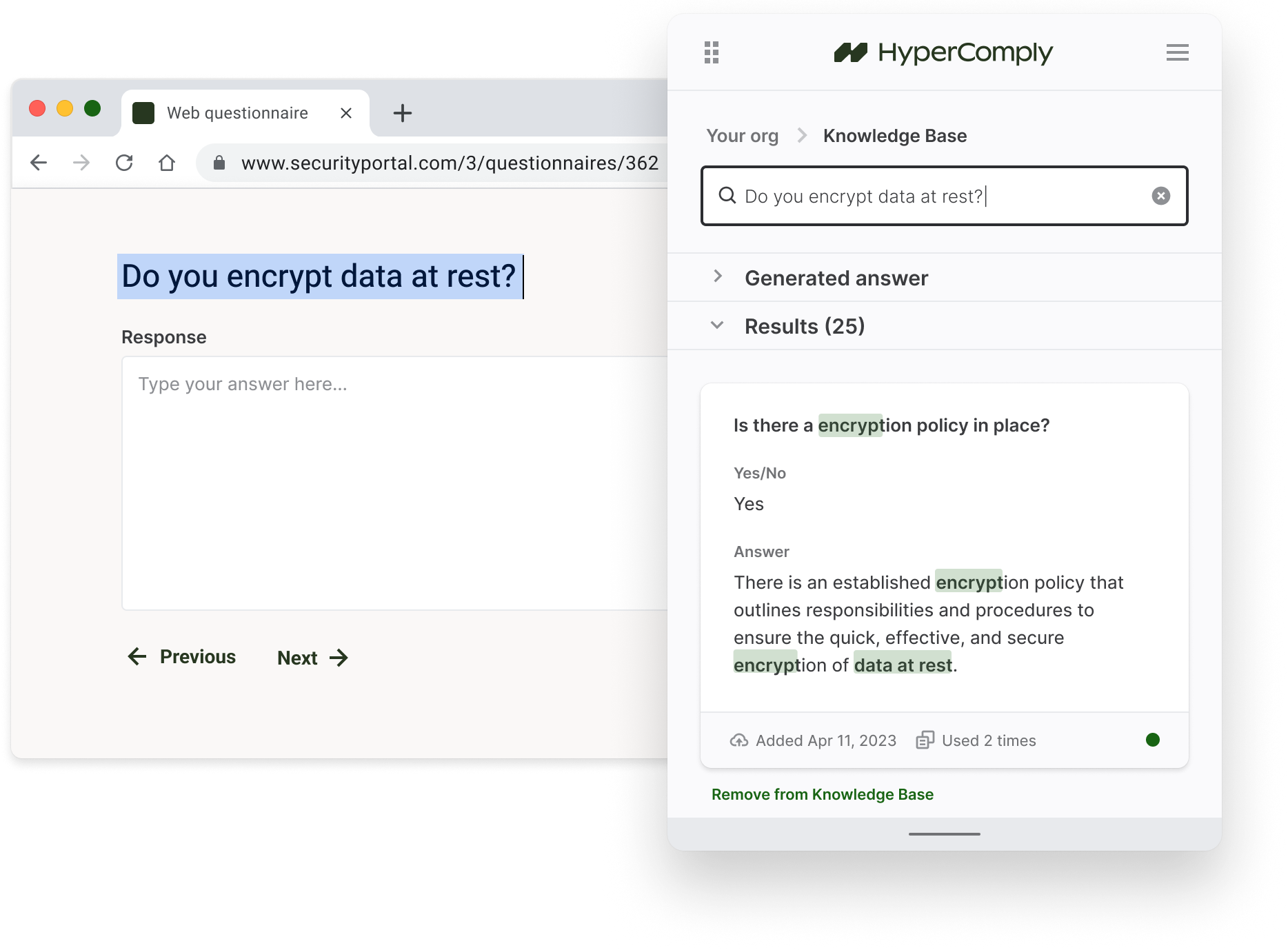 Answer security questionnaires in 1 day with HyperComply