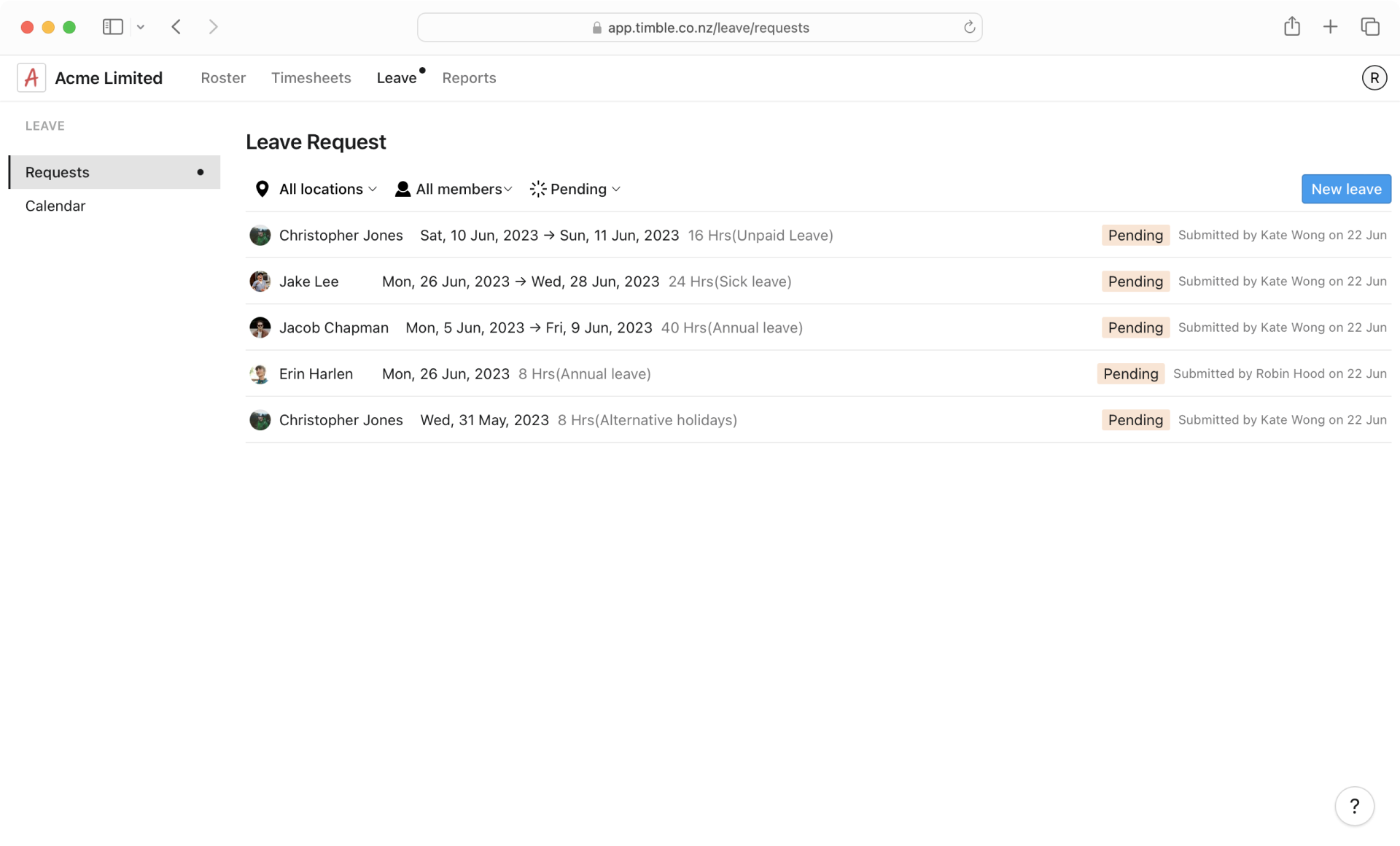 Timble - Rostering, Time Clock & Timesheets Software