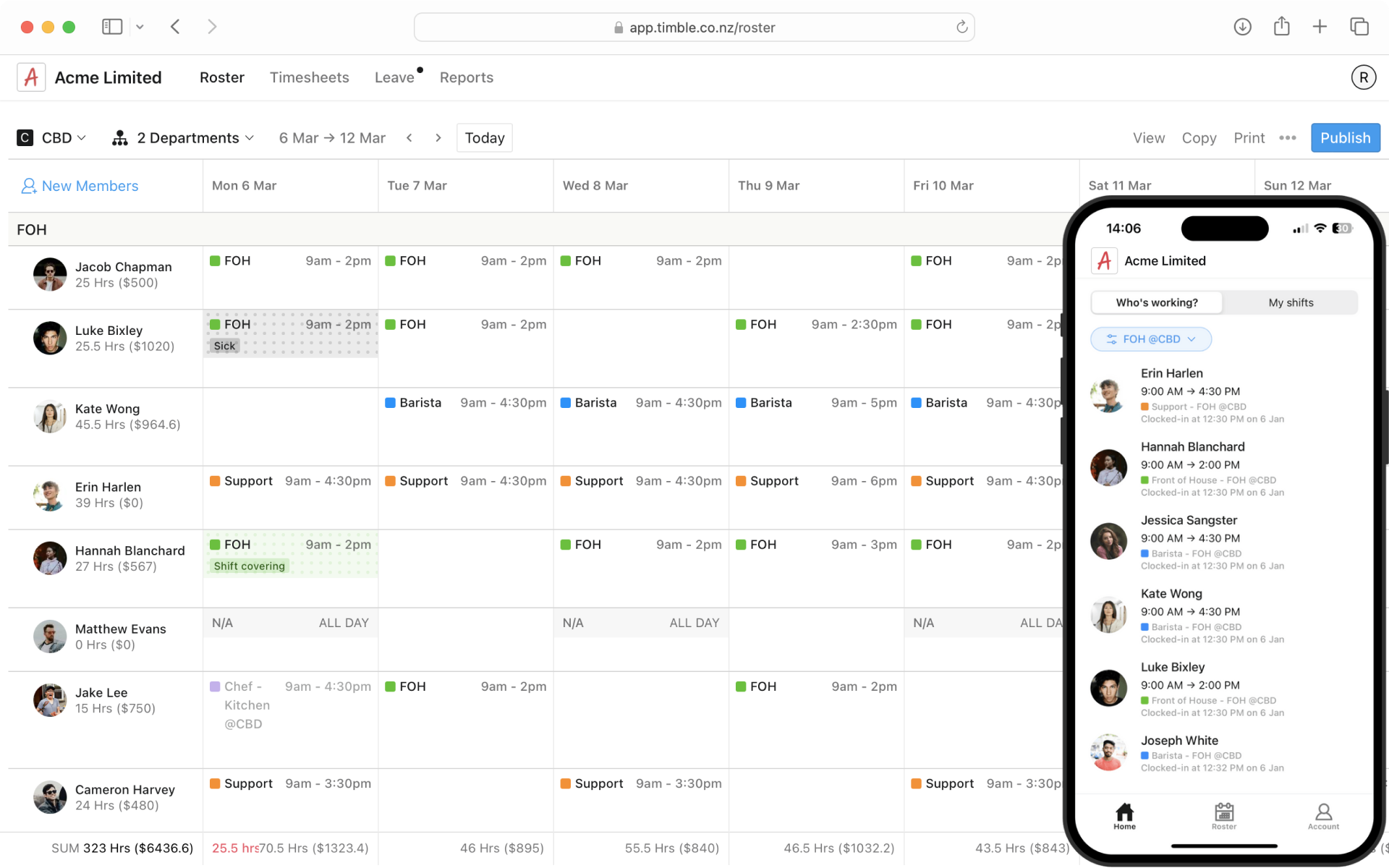 Timble - Rostering, Time Clock & Timesheets Software