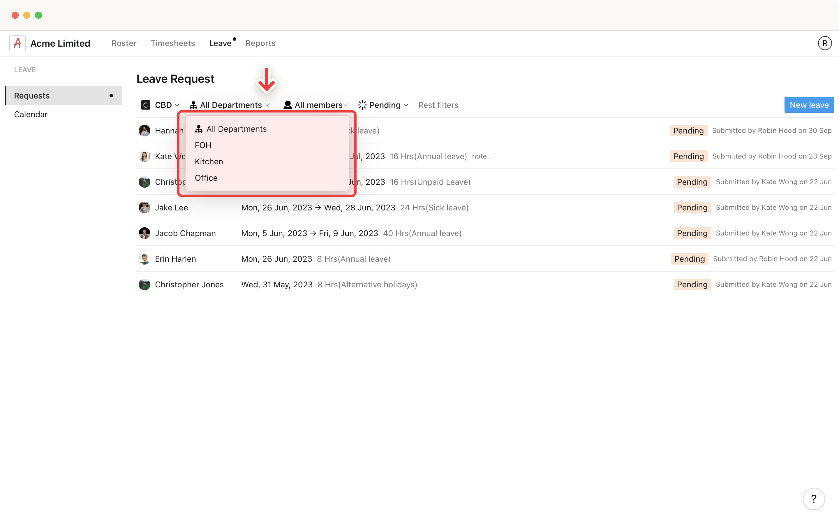 Improvements for leave management - Timble