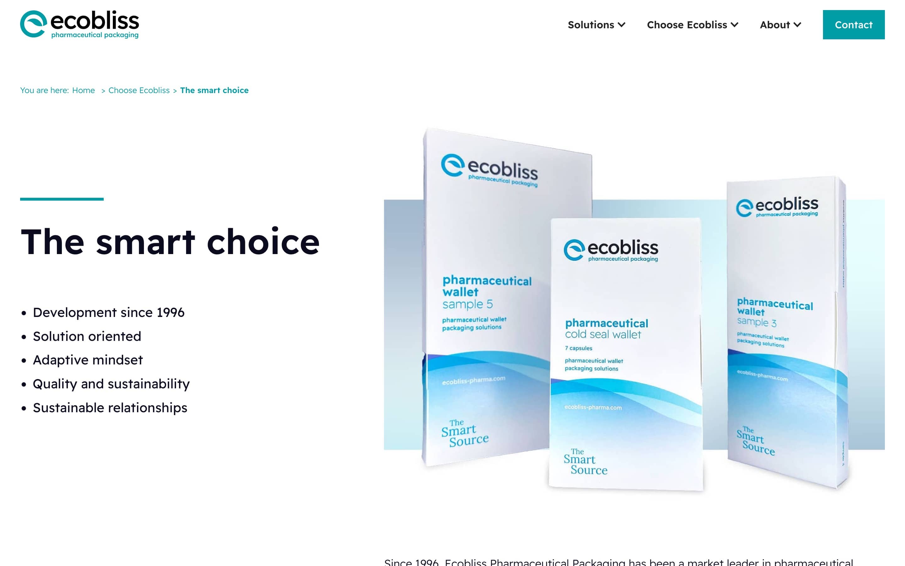 The smart choice | Ecobliss Pharmaceutical Packaging
