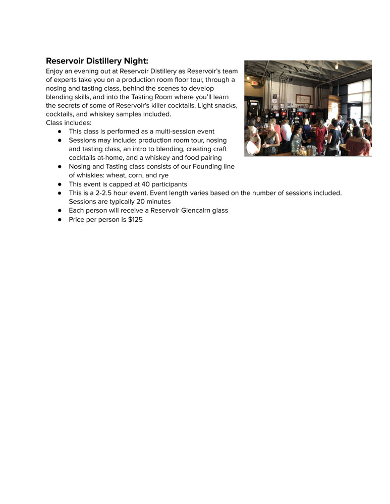 Reservoir Distillery • Tasting Room