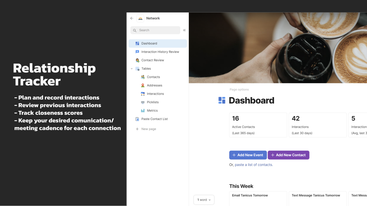 Relationship Tracker - Coda Template