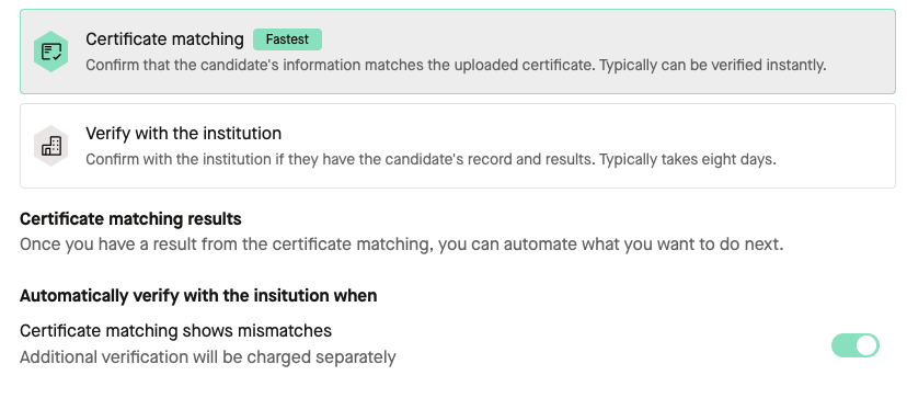 Instant global Qualification certificate check | Zinc