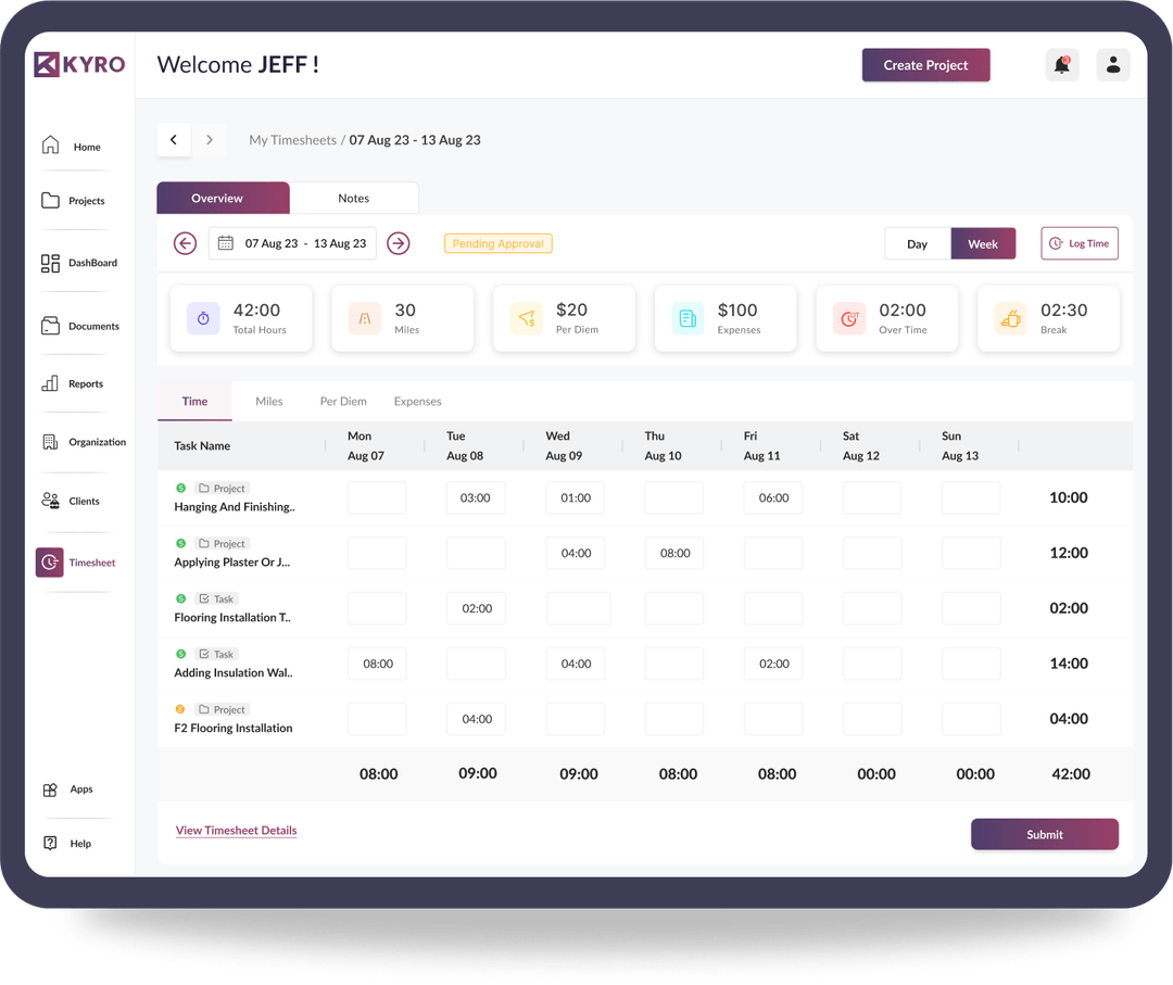 Effortless Construction Timesheet Management | KYRO - Simplify Time Tracking