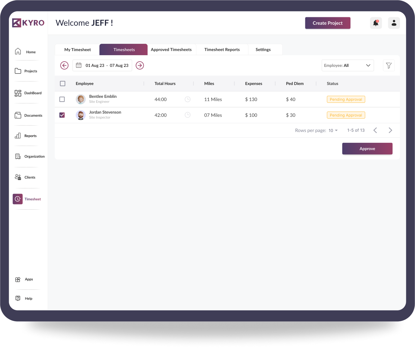 Effortless Construction Timesheet Management | KYRO - Simplify Time Tracking