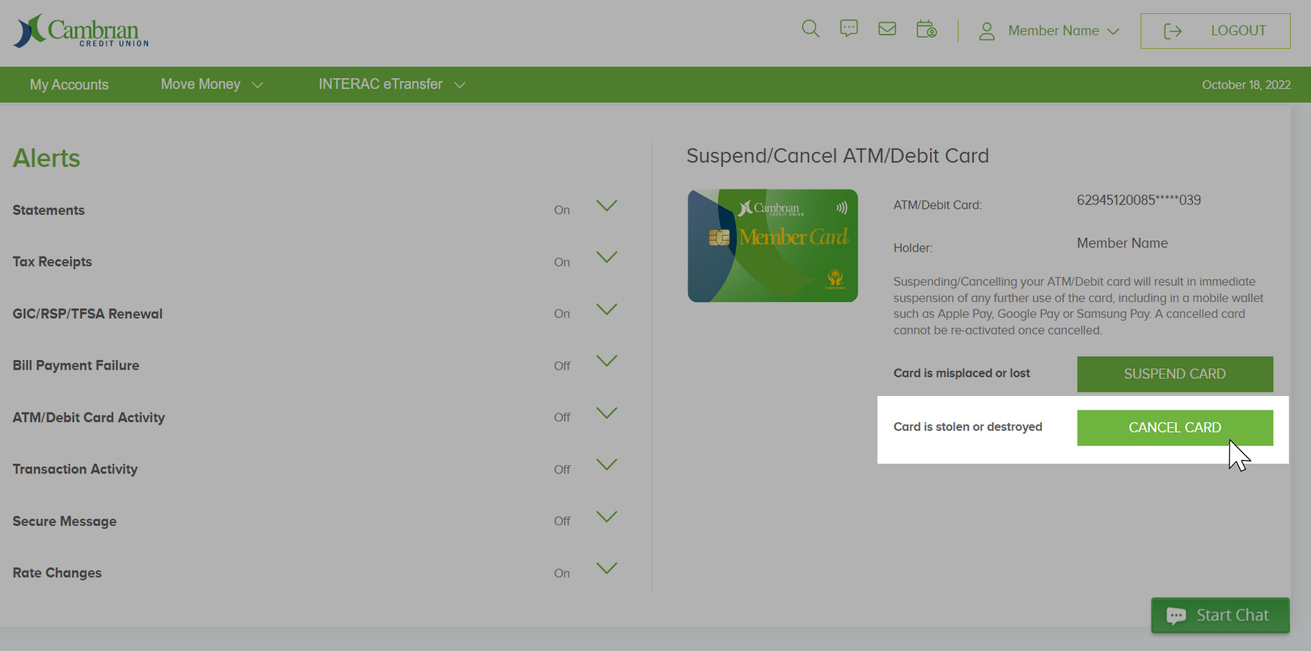 How do I cancel my lost or stolen ATM/Debit Card? | Cambrian Help
