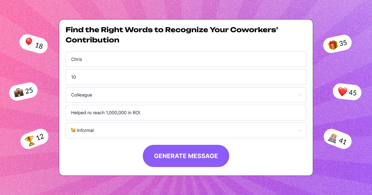 Work Anniversary Message Generator | Powered by OrgaNice