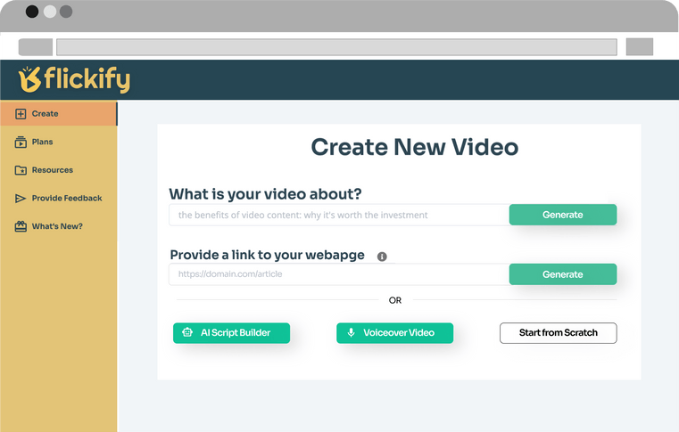 Flickify | Turn Articles Into Videos Fast