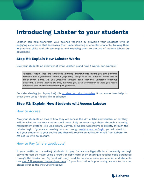 Introducing Your Students to Labster's Virtual Labs | Guide | Guide