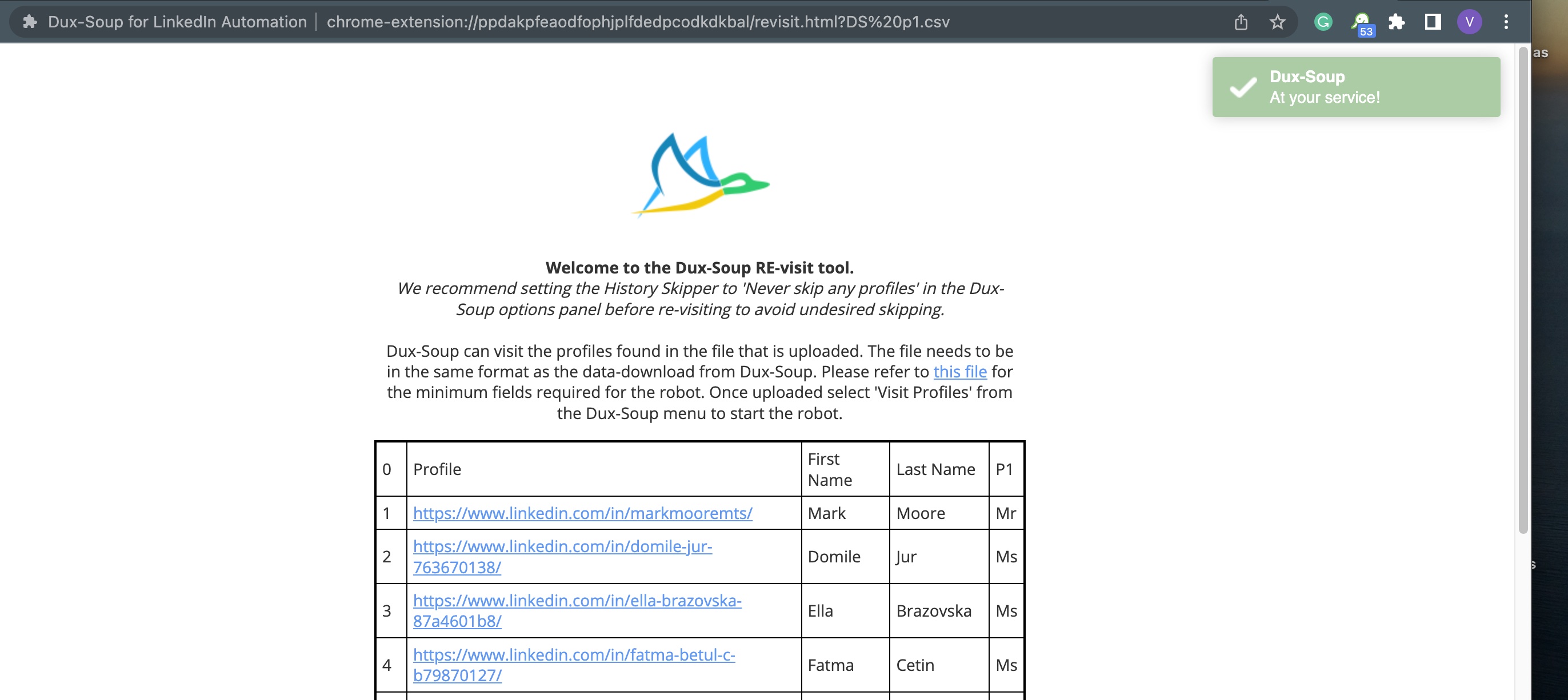 How to Revisit Data with Dux-Soup