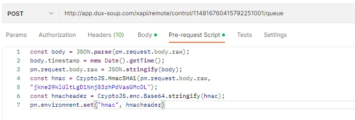 Test Dux-Soup API with Postman