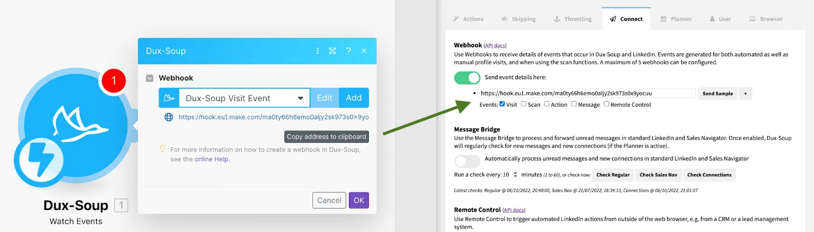 Dux-Soup & Make: Automating LinkedIn lead gen workflows