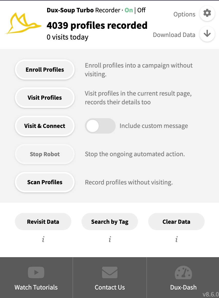 The Dux-Soup User Interface - are you a regular or expert user?