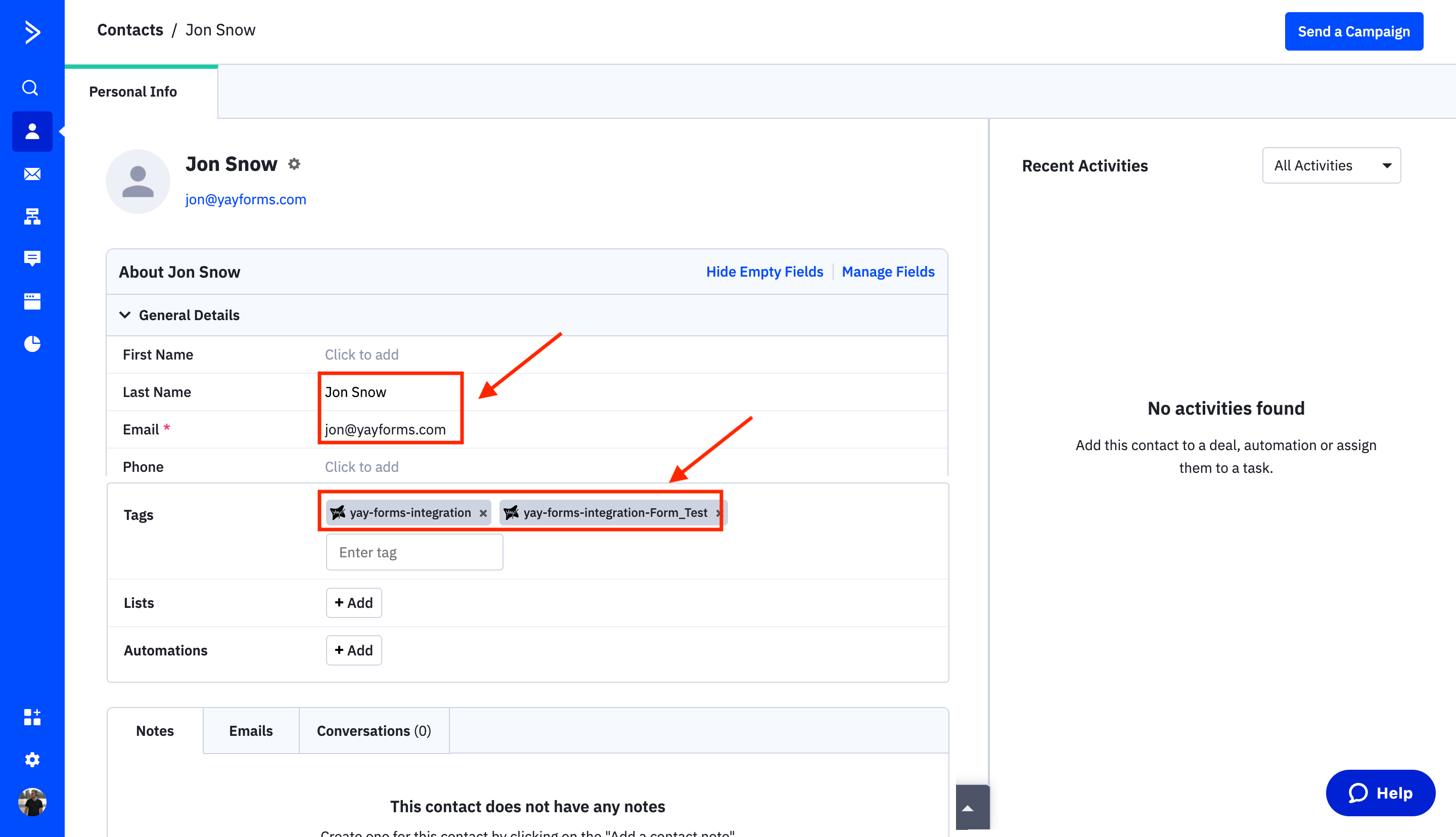 Integrate Yay! Forms with Active Campaign