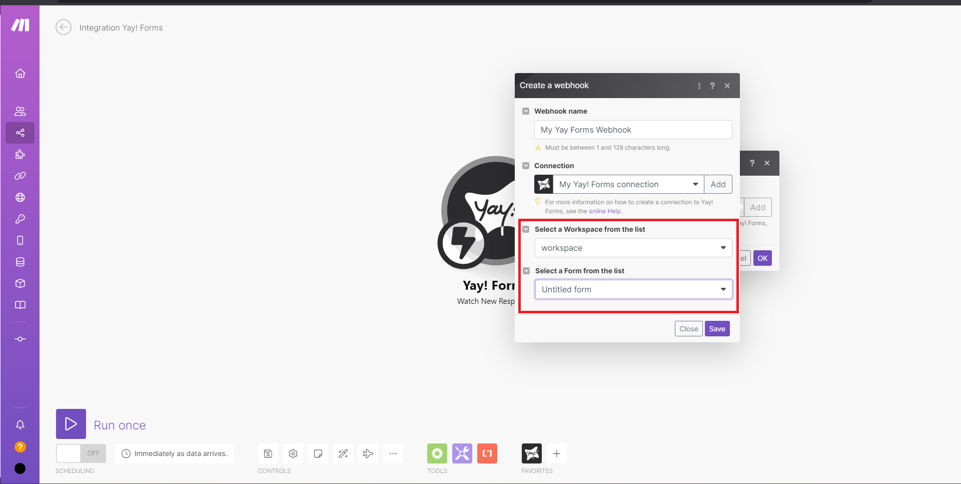 Integrate Yay! Forms with Make
