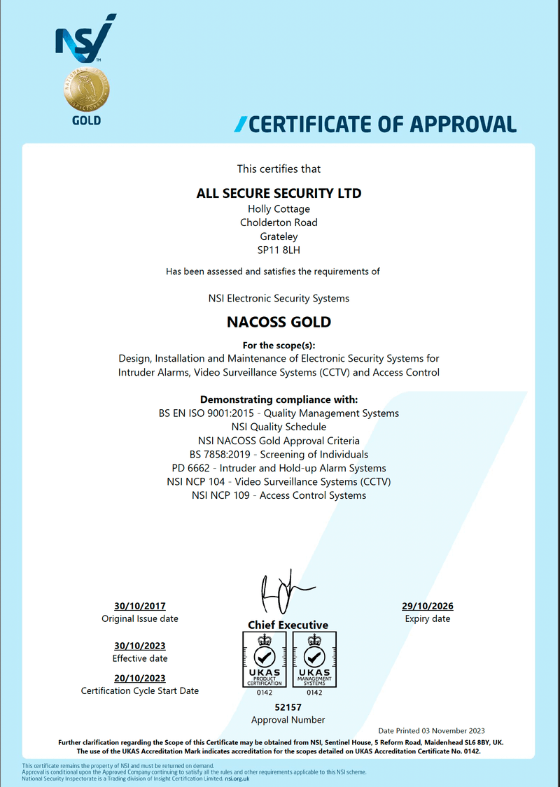 All Secure Security - NSI Gold Accredited No 1 Security Specialists