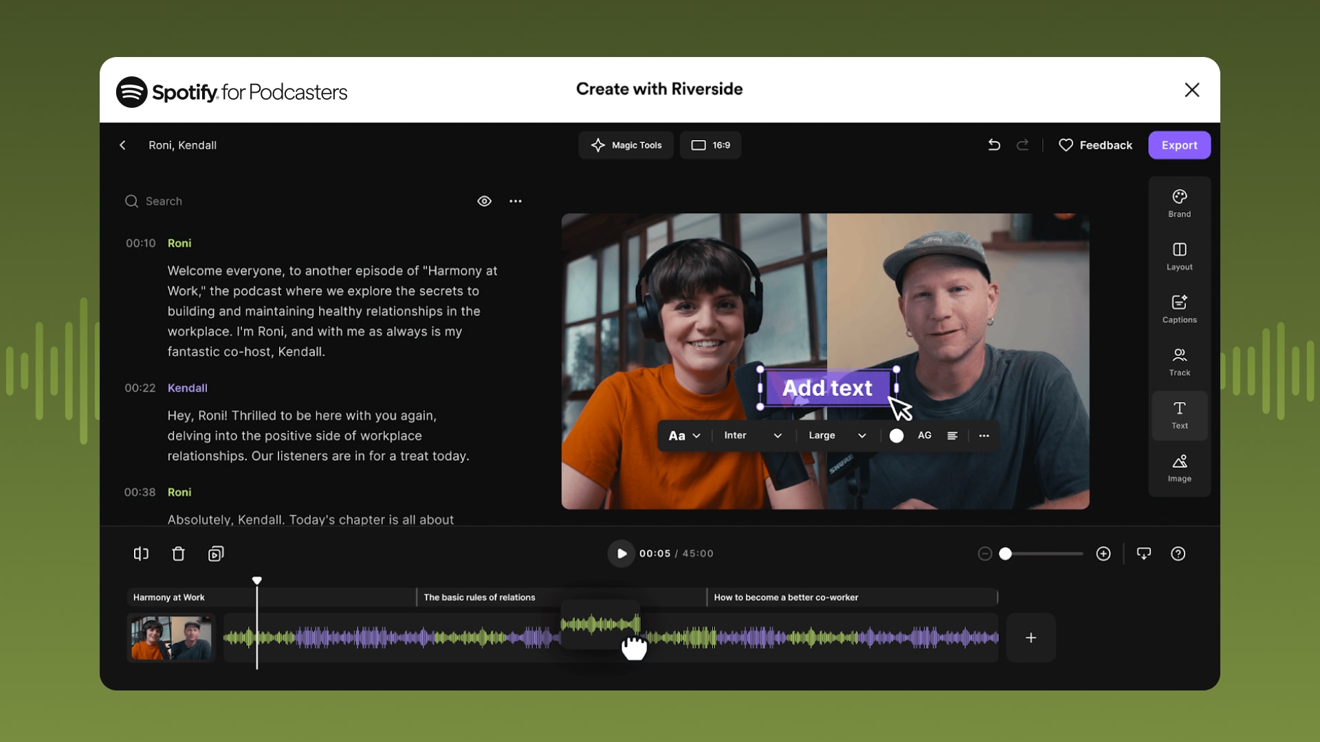 Creating with Riverside on Spotify for Podcasters