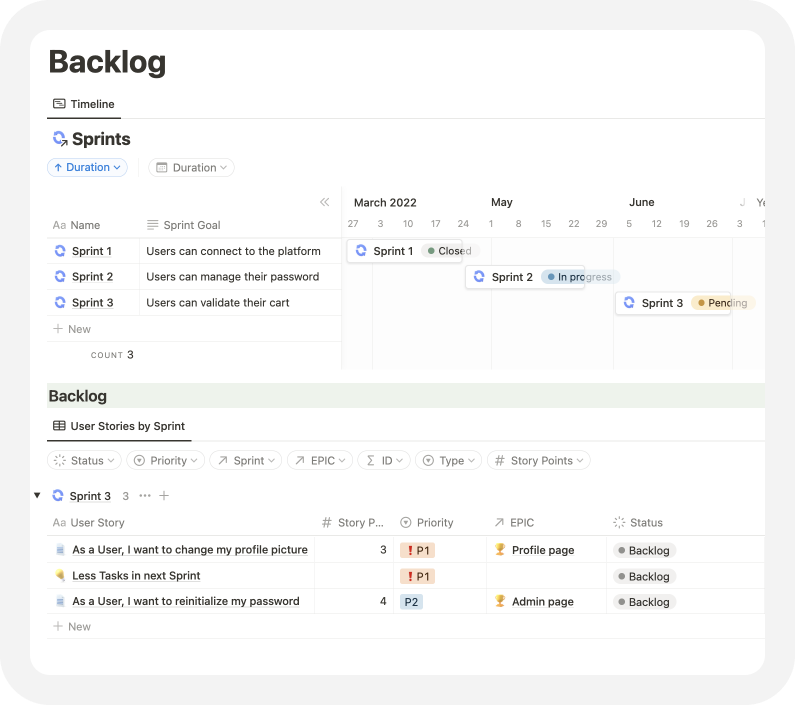 Scrum Template for Notion - Jira alternative