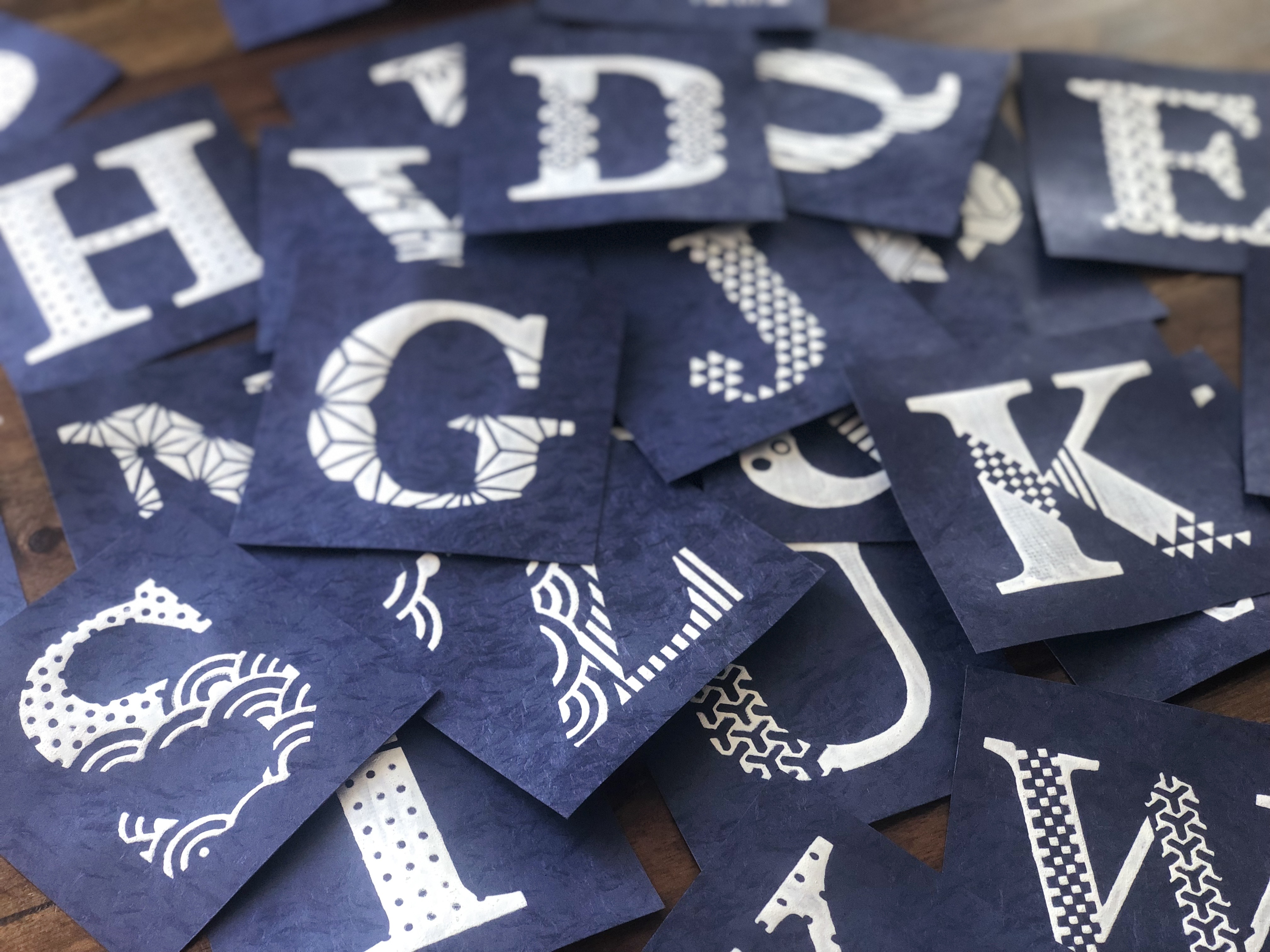 Edo karakami alphabet card | Works | MIEKO MURAO
