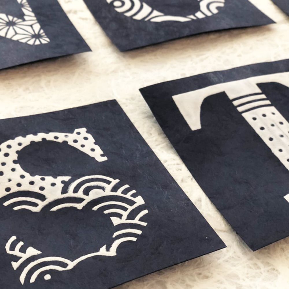 Edo karakami alphabet card | Works | MIEKO MURAO