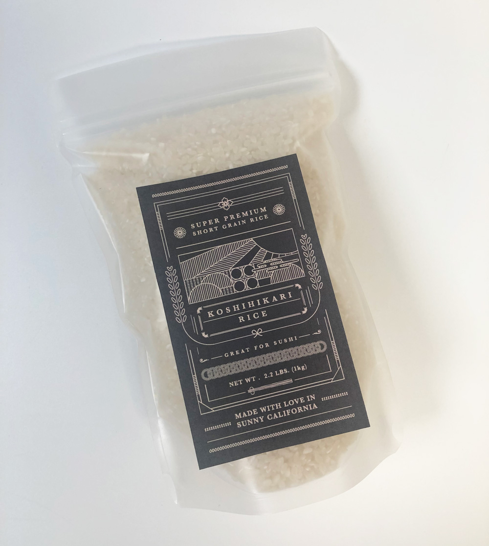 Koshihikari Rice Label Design | Works | MIEKO MURAO