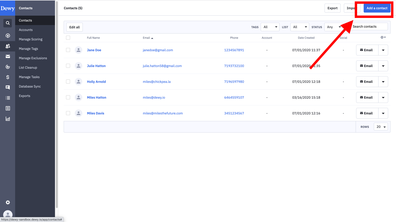 How To Manually Create Contacts | Dewy Support
