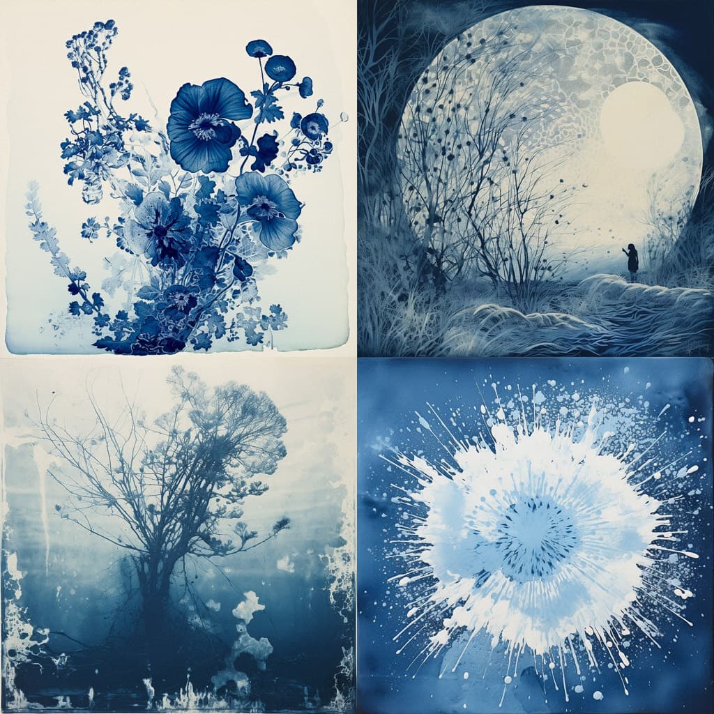 Cyanotype Print Exploring The AI Art Style Of Cyanotype Cyanotype