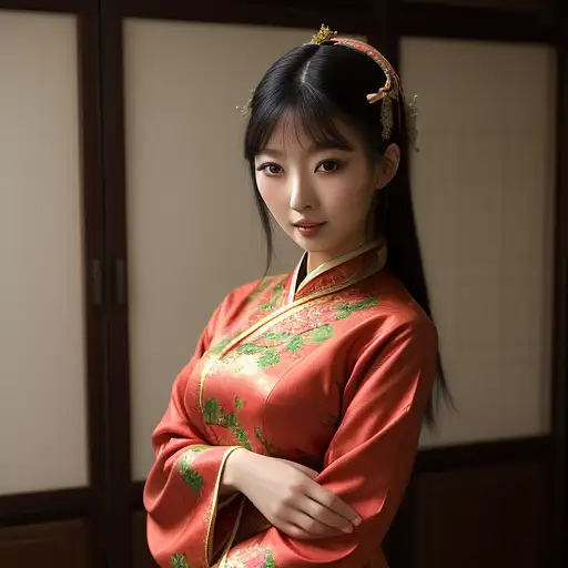 Oriental beauty in traditional dress Stable Diffusion prompt - Midjourney