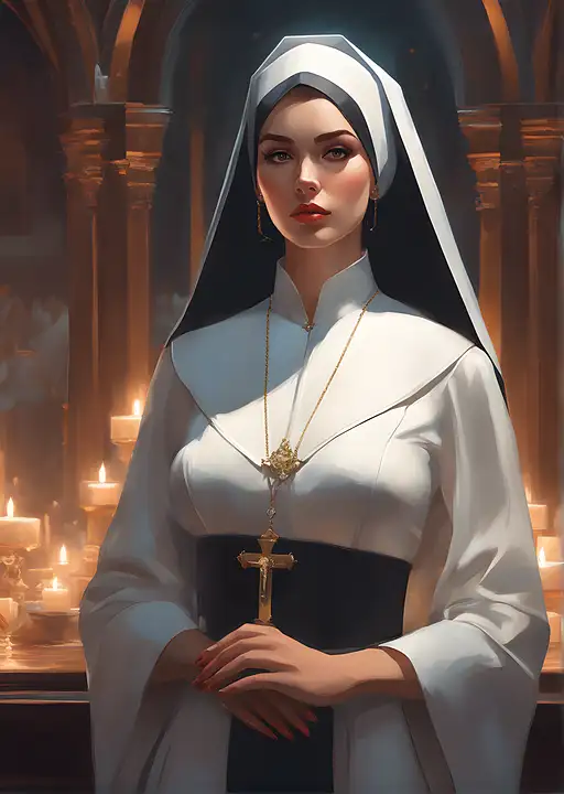Beautiful nun portrait Stable Diffusion prompt - Midjourney