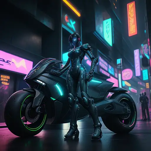 Neon Cyber Motorcycle Stable Diffusion prompt - Midjourney