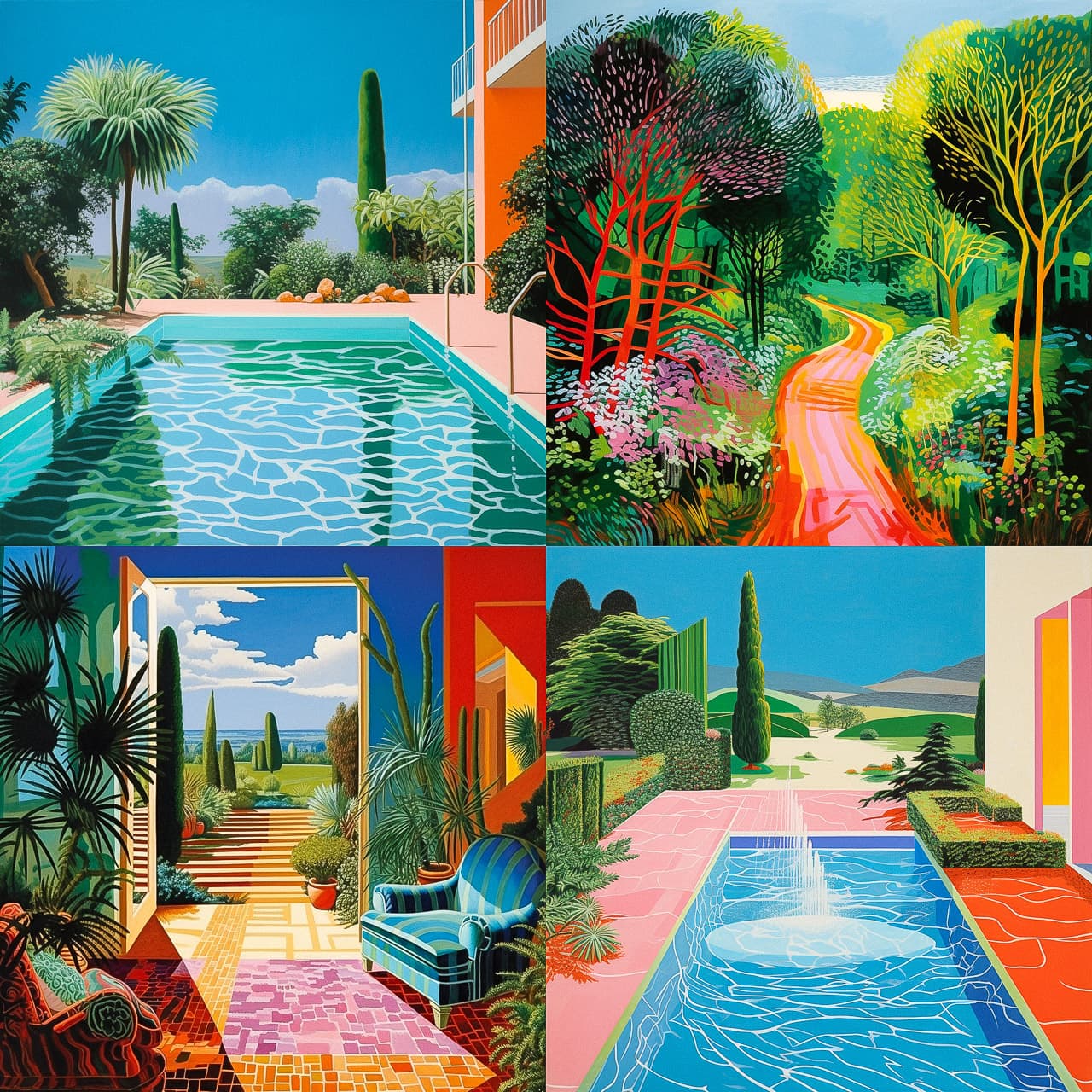 David Hockney AI Art Style Vibrant Colors And Playful Perspectives