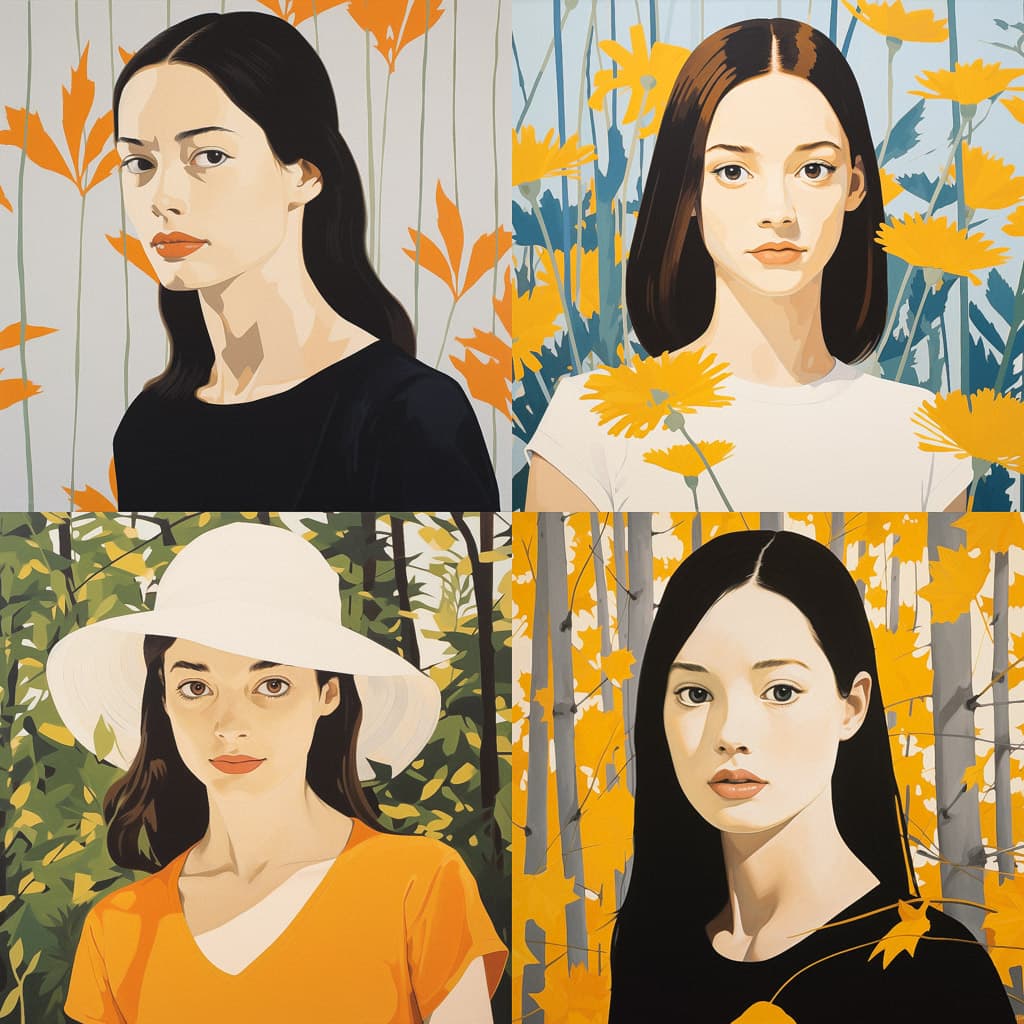 Alex Katz AI Art Style - Abstract Realism - Alex Katz Stable Diffusion - Alex Katz DeepArt