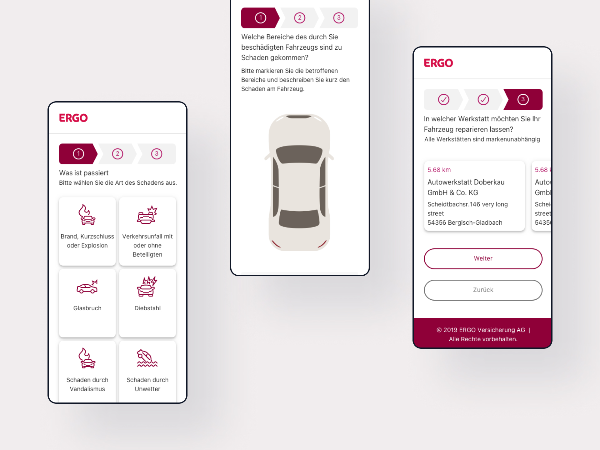 Car Damage Claim web app for an insurance company
