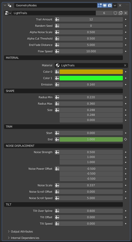 Light Trails Generator: Blender Geometry Nodes Modifier