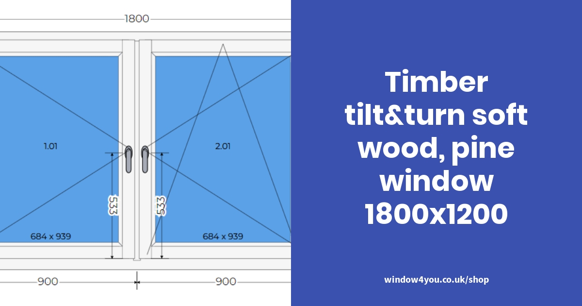 Timber tilt&turn soft wood, pine window 1800x1200