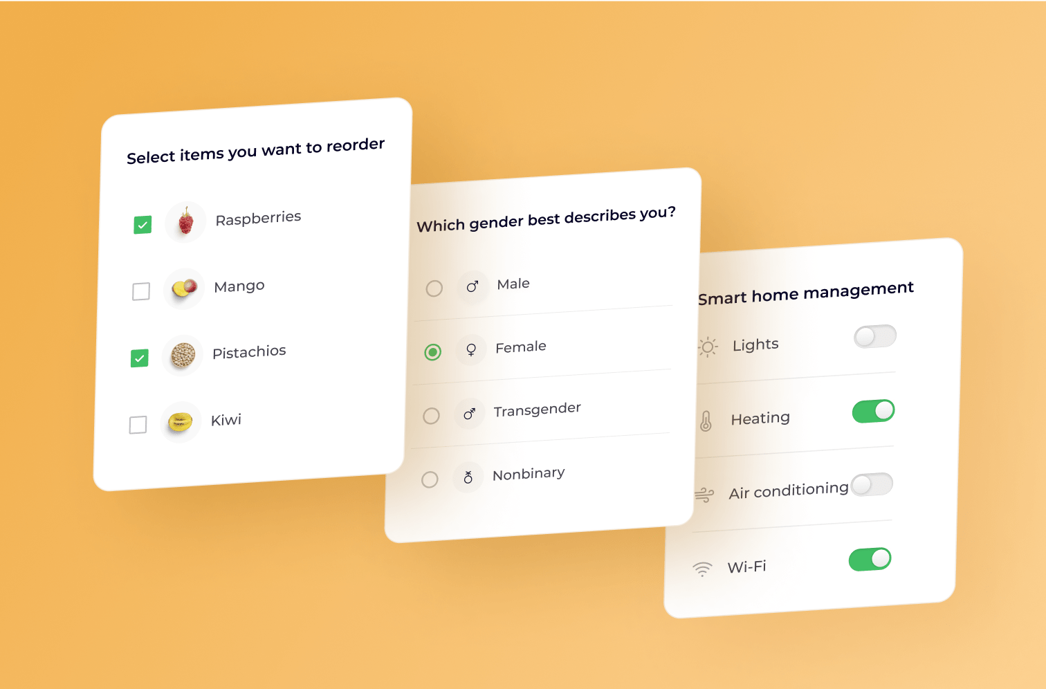 Understanding checkboxes, radio buttons, and toggle switches