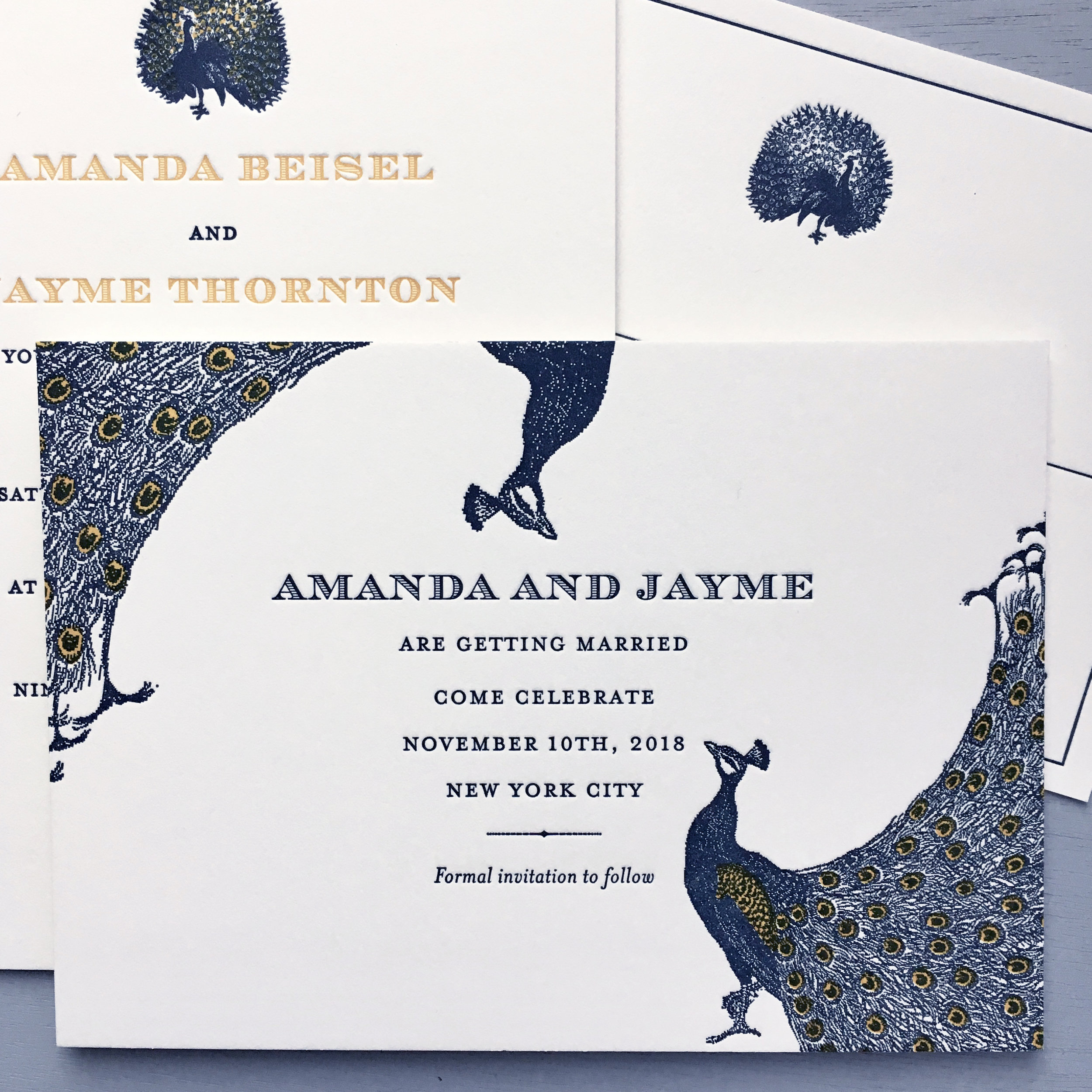 Peacock Save the Date — Journal — Sesame Letterpress & Design