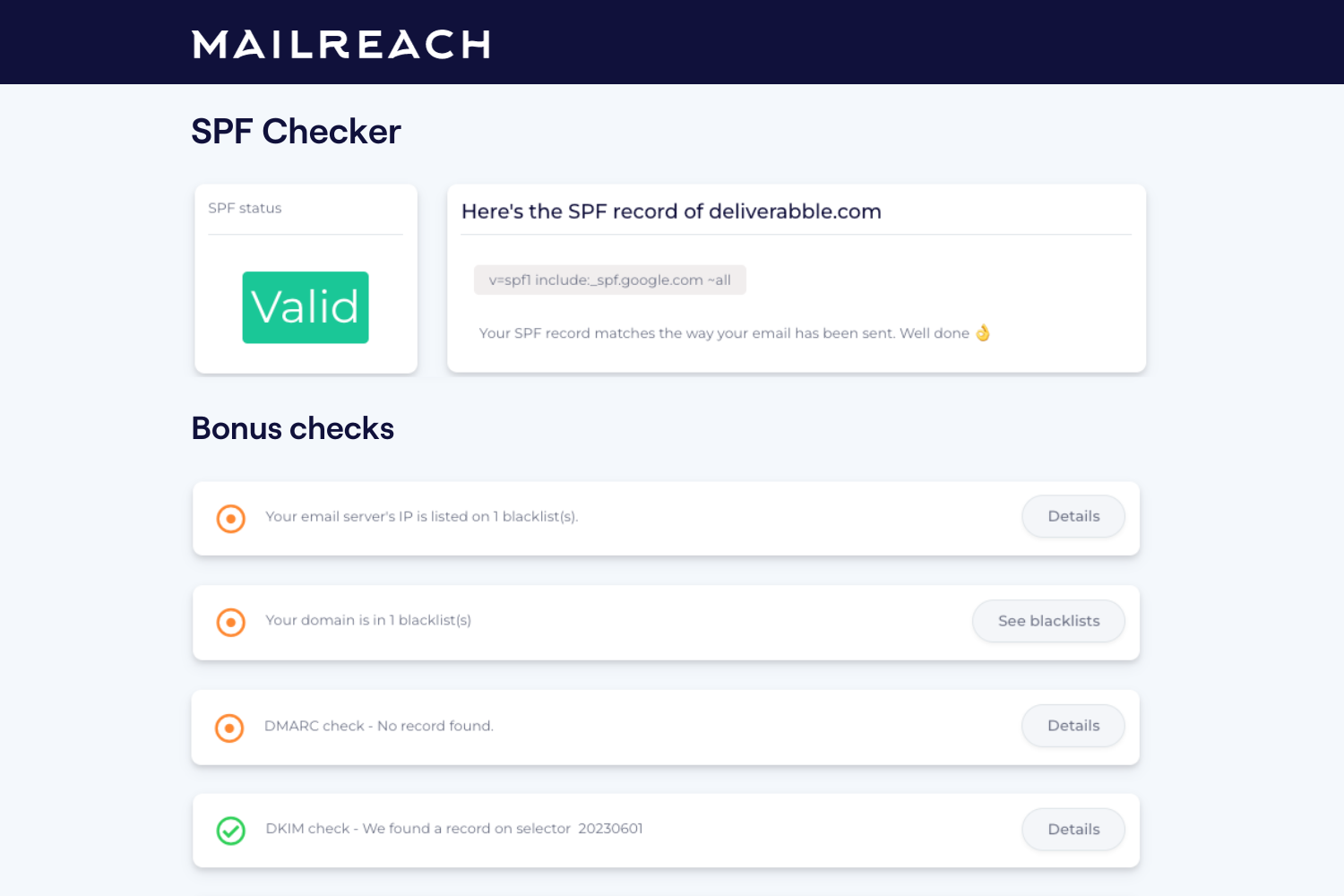 Free SPF Checker & SPF Lookup | MailReach