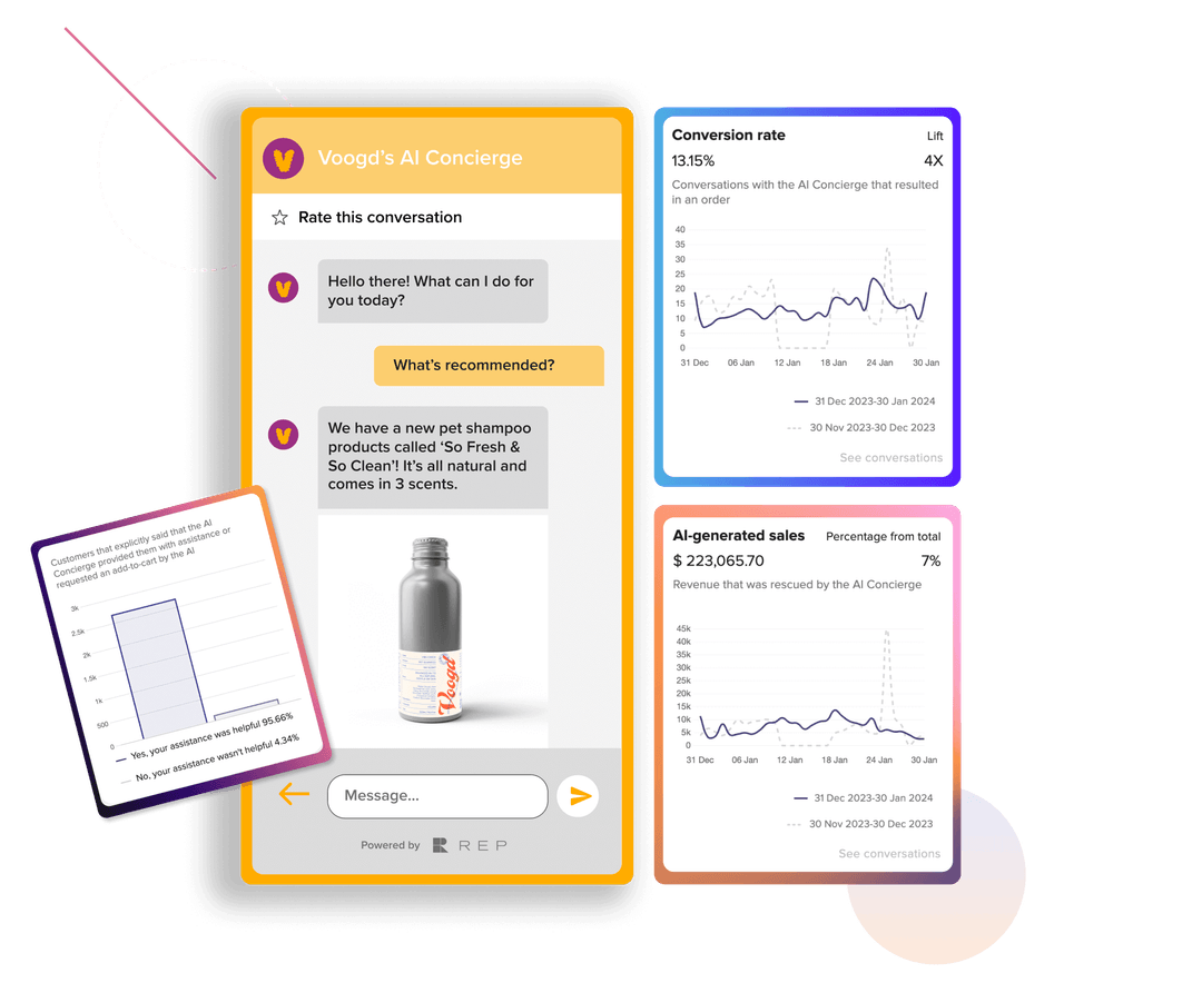 Rep AI: eCommerce Shopping Assistant Chatbot App for Shopify
