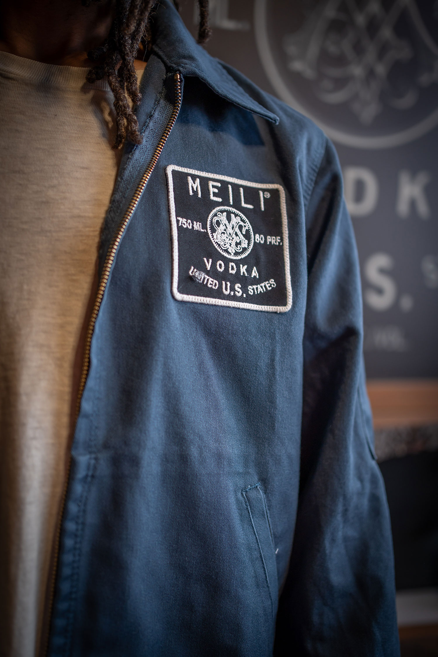 Meili Crew Jacket Big Sky Blue - Authentic Meili Vodka Merchandise