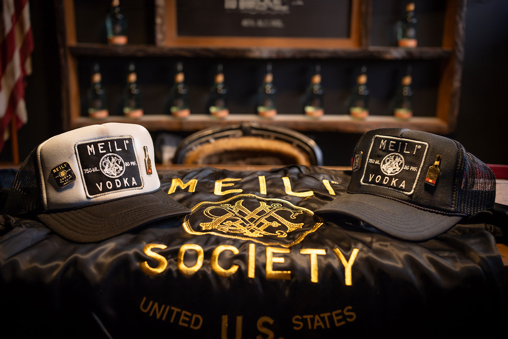 Meili Black Patch Trucker - Authentic Meili Vodka Merchandise