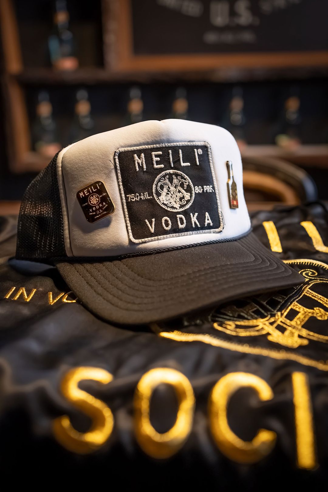 Meili Black/White Patch Trucker - Authentic Meili Vodka Merchandise
